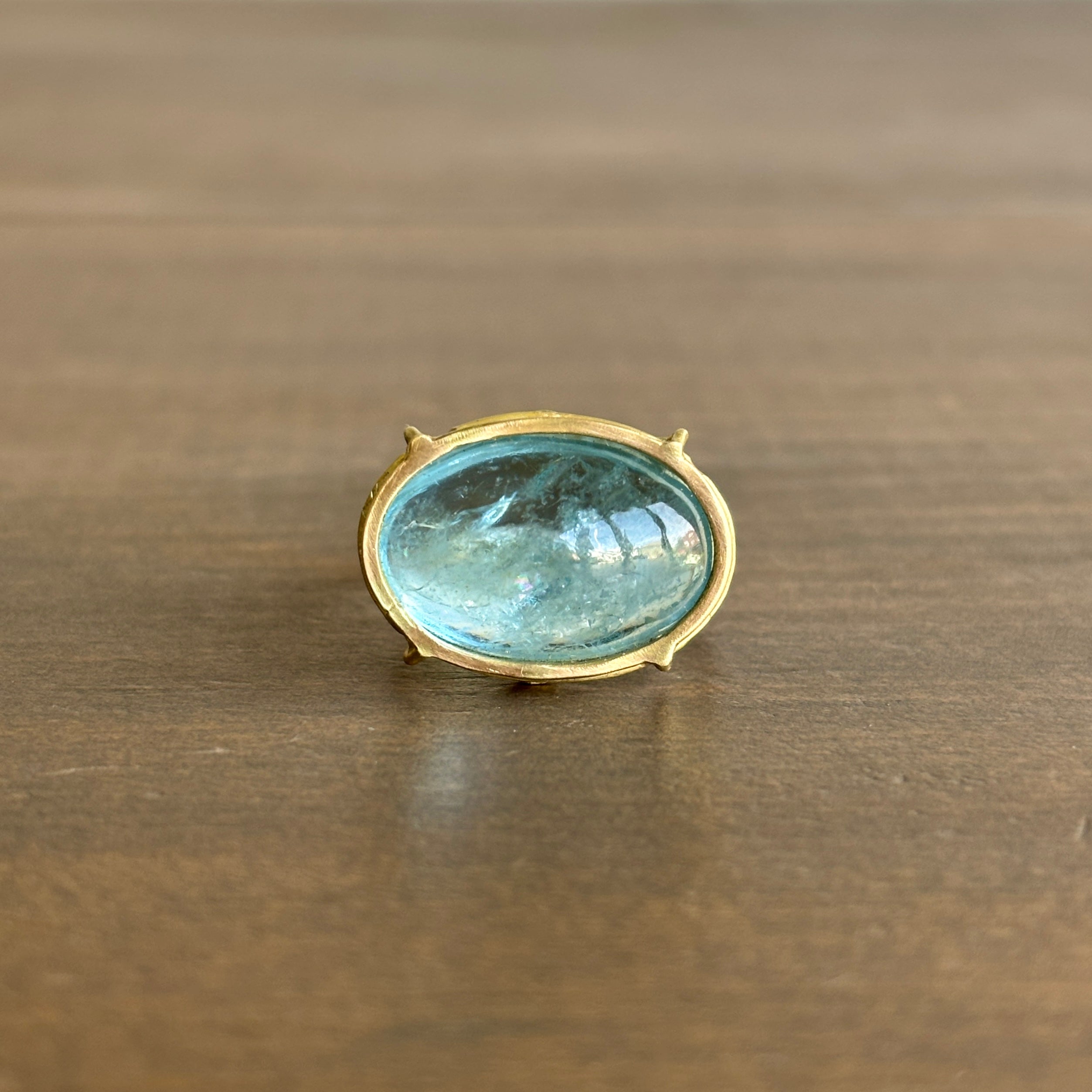 Oval Aquamarine Cabochon Cage Set Ring – Meeka Fine Jewelry
