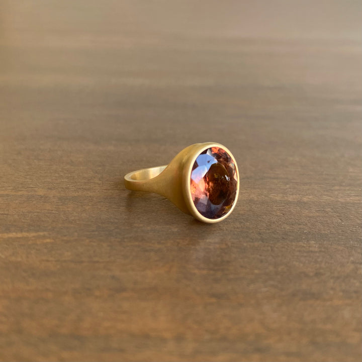 Monika Krol Faceted Oval Coppery Pink Tourmaline Ring – Meeka Fine Jewelry