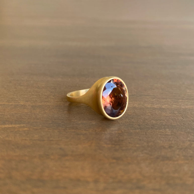 Monika Krol Faceted Oval Coppery Pink Tourmaline Ring – Meeka Fine Jewelry