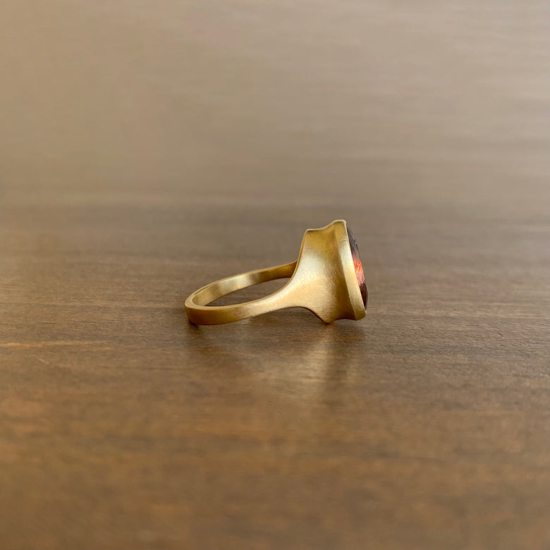 Monika Krol Faceted Oval Coppery Pink Tourmaline Ring – Meeka Fine Jewelry
