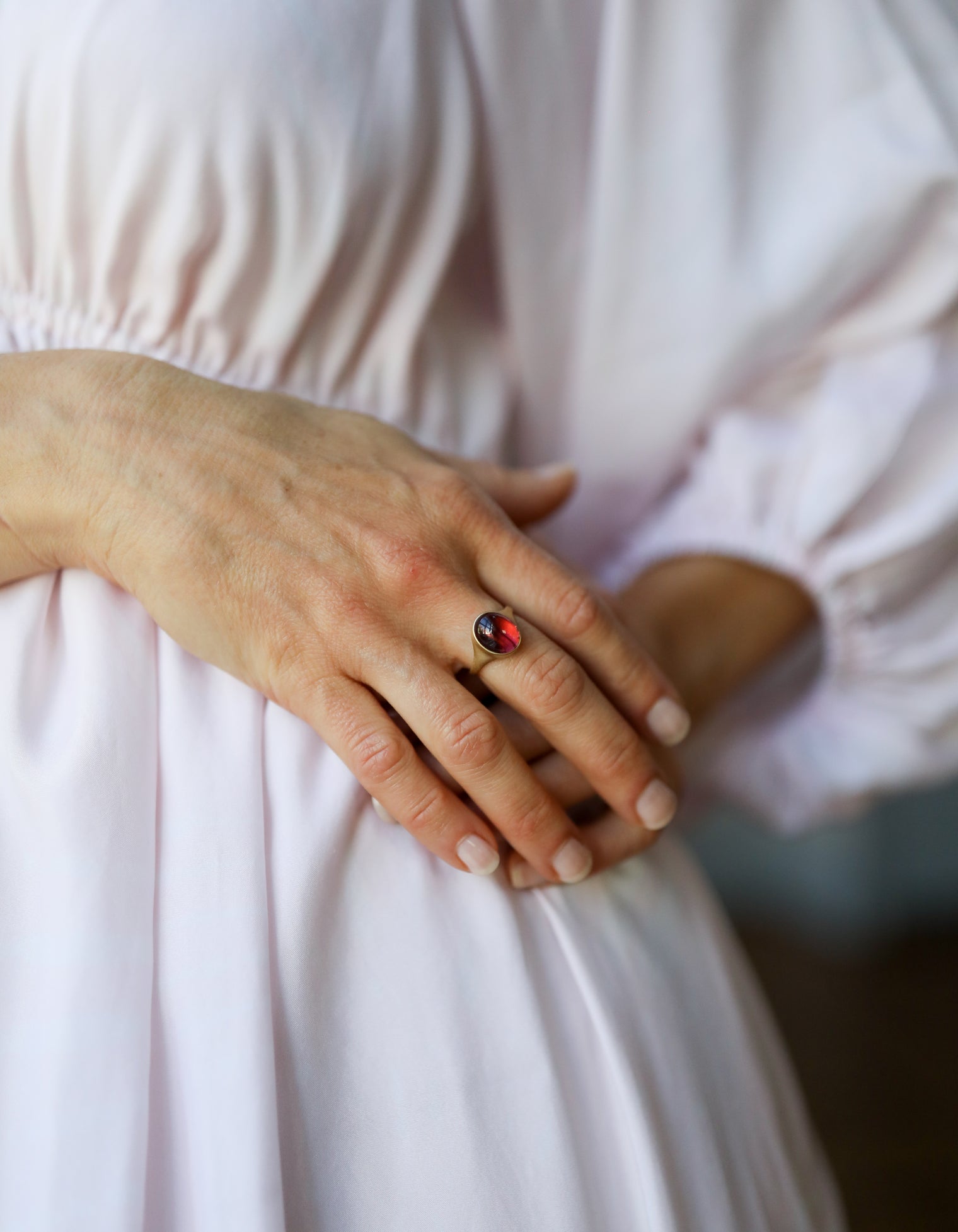 Oval Raspberry Tourmaline Cabochon Cast Ring – Meeka Fine Jewelry
