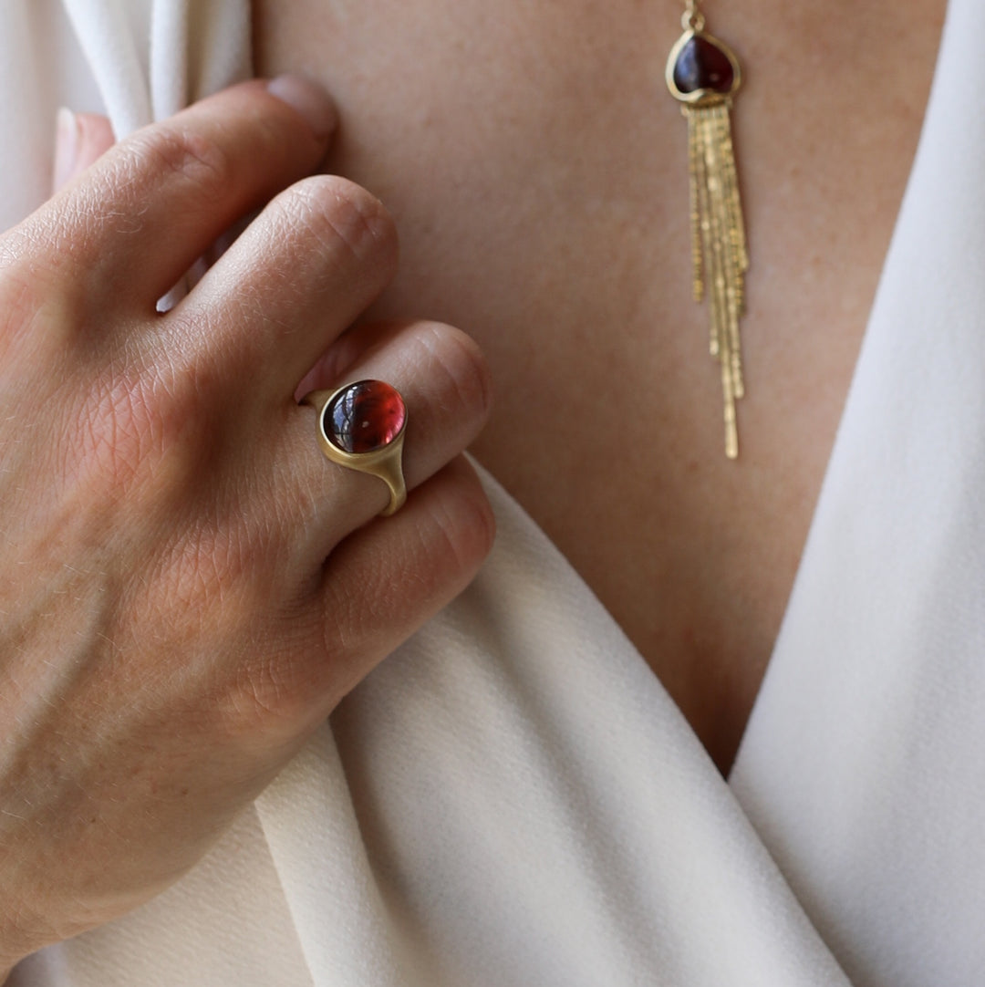 Oval Raspberry Tourmaline Cabochon Cast Ring – Meeka Fine Jewelry